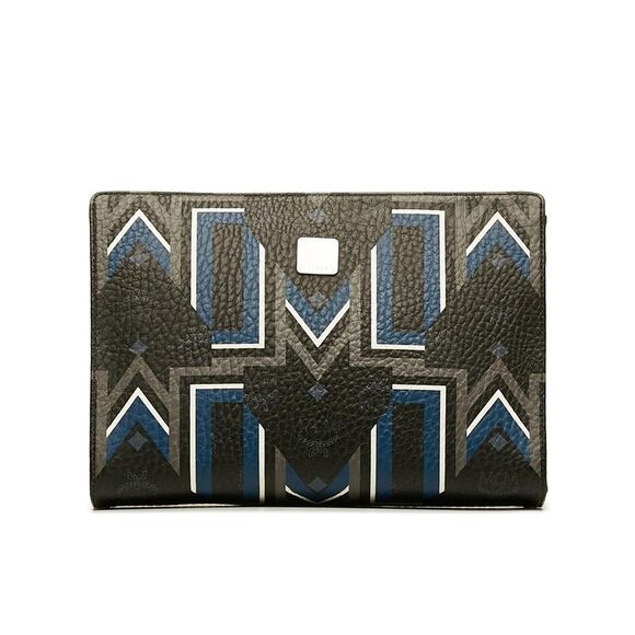 MCM | Other | Pre Loved Mcm Patricia Clutch Black Geometric Signature ...